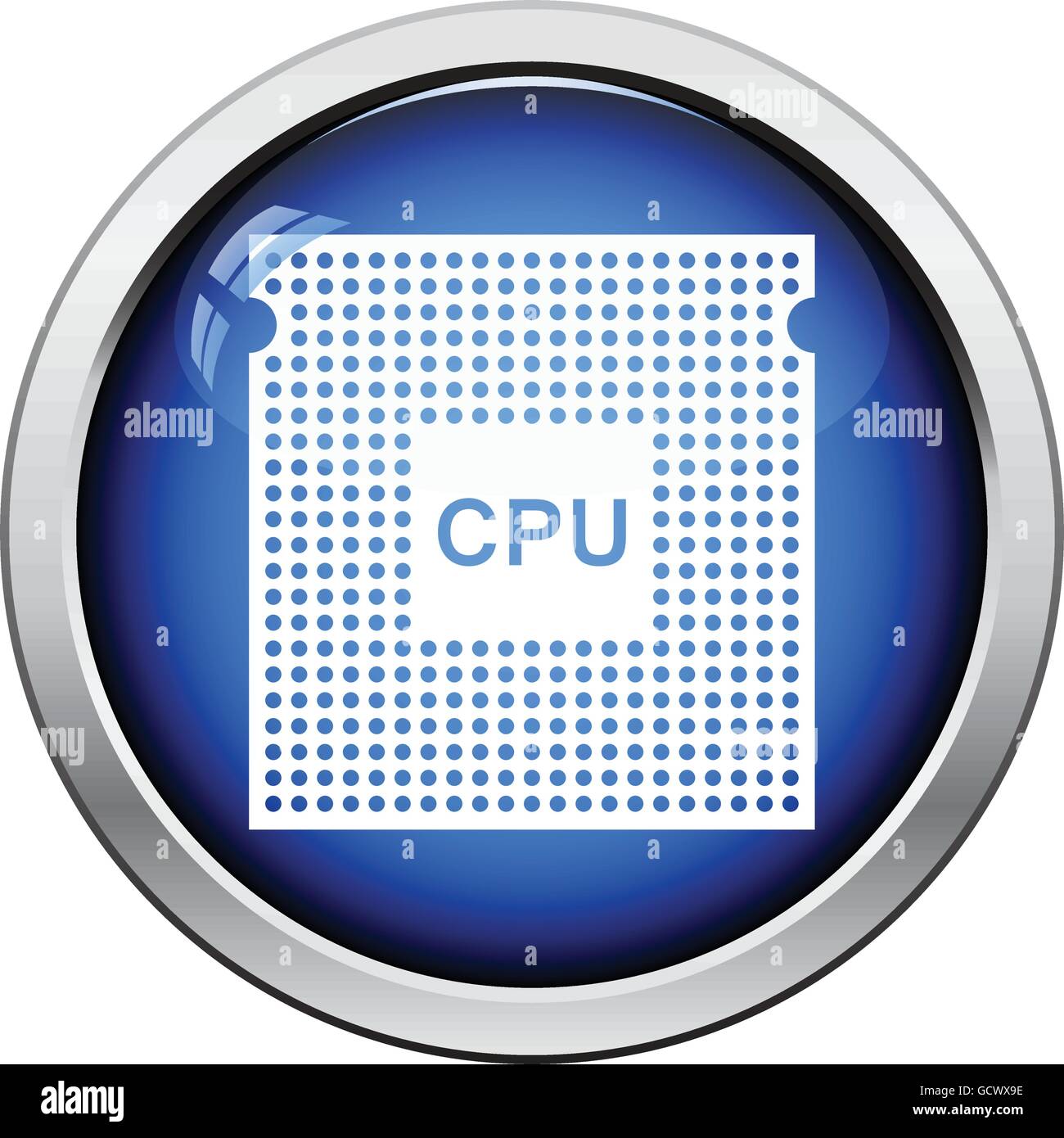 CPU icon. Glossy button design. Vector illustration Stock Vector Image ...