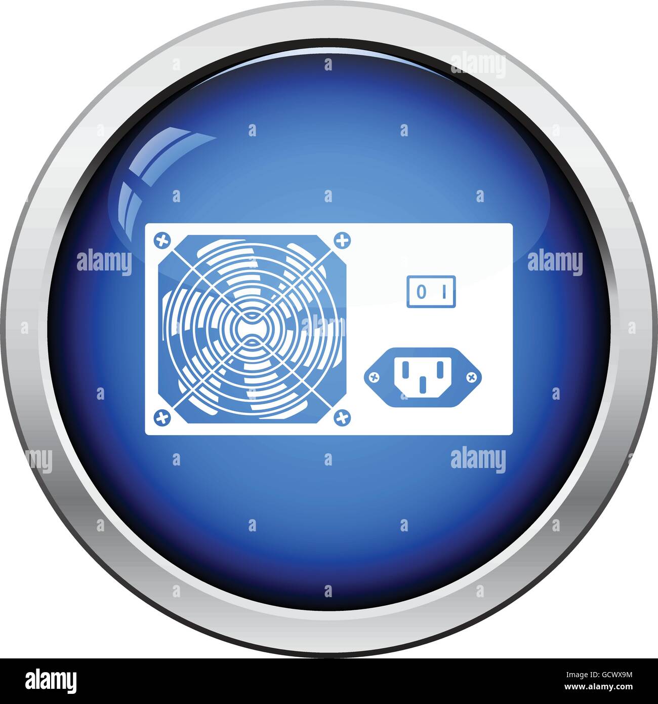 Power unit icon. Glossy button design. Vector illustration Stock Vector ...