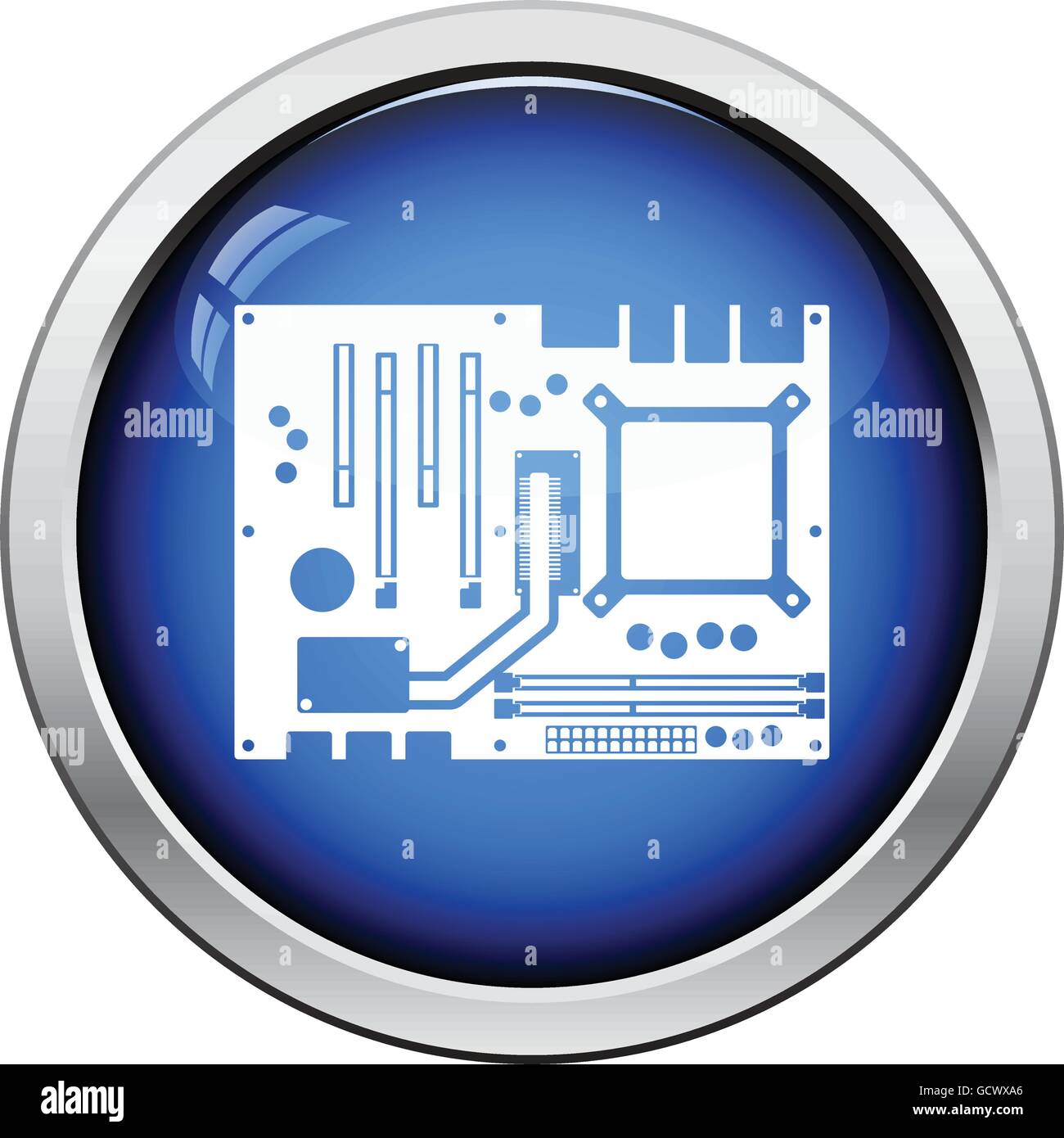Motherboard icon. Glossy button design. Vector illustration Stock ...