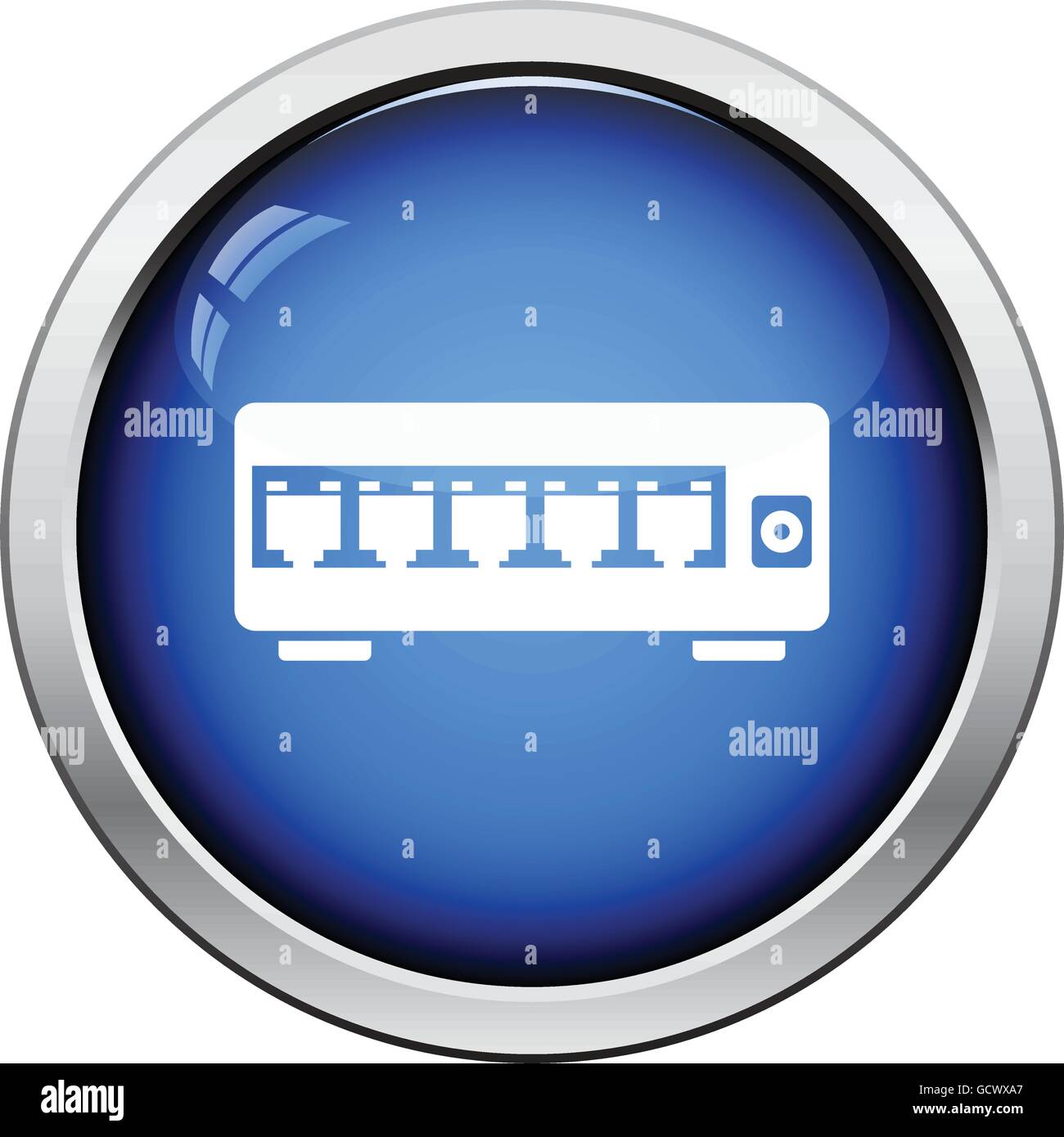 Ethernet switch icon. Glossy button design. Vector illustration Stock ...