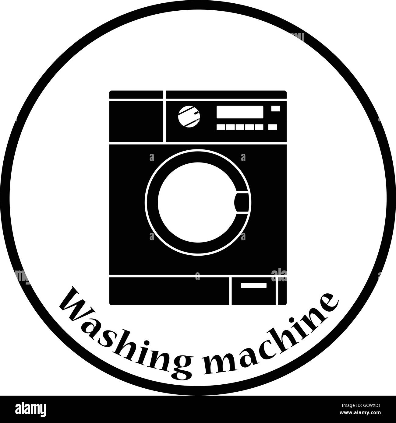 Washing machine icon. Thin circle design. Vector illustration Stock ...