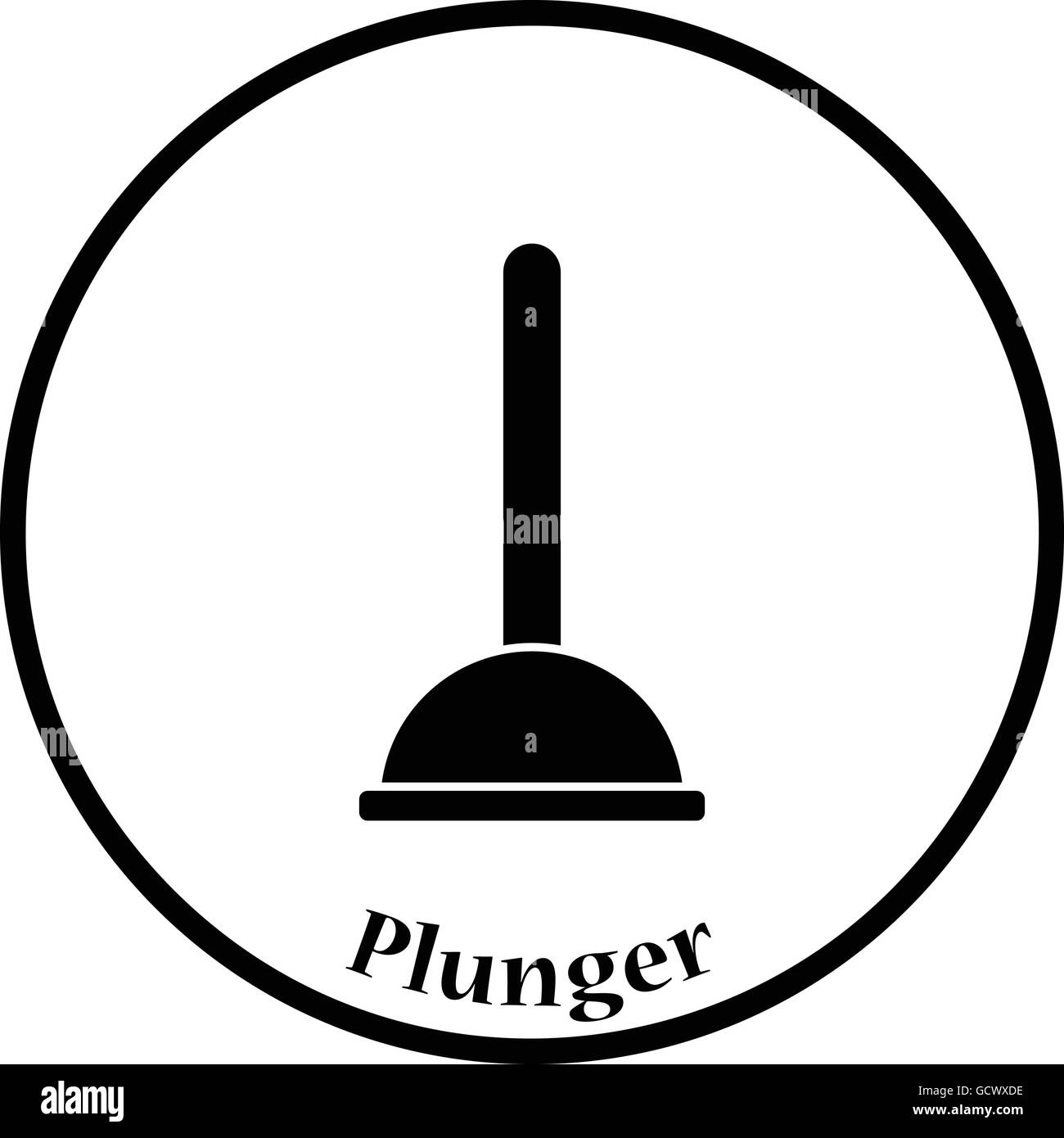 Plunger icon. Thin circle design. Vector illustration Stock Vector ...