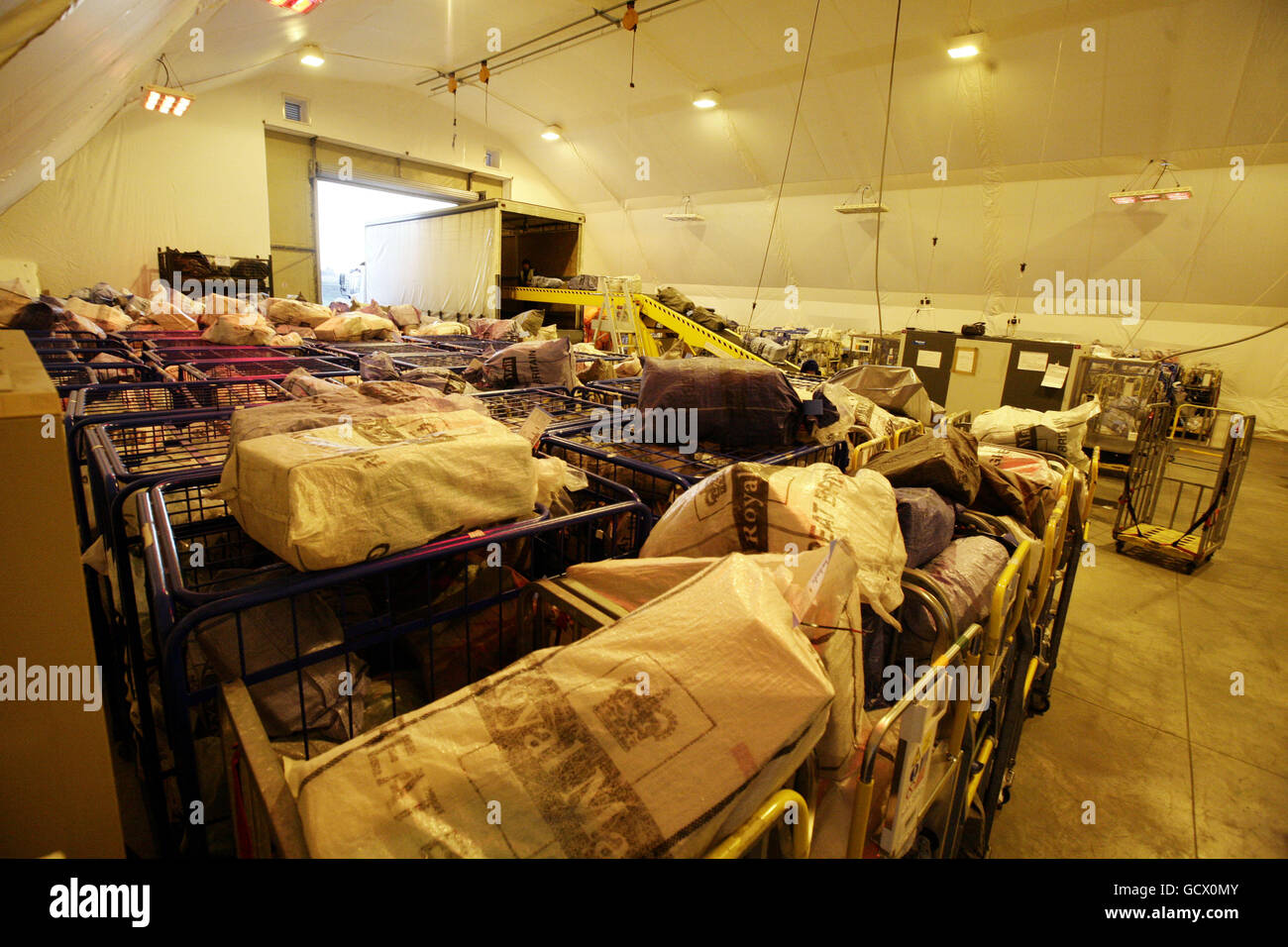 The post room at The British Forces Post office at RAF Northolt where ...
