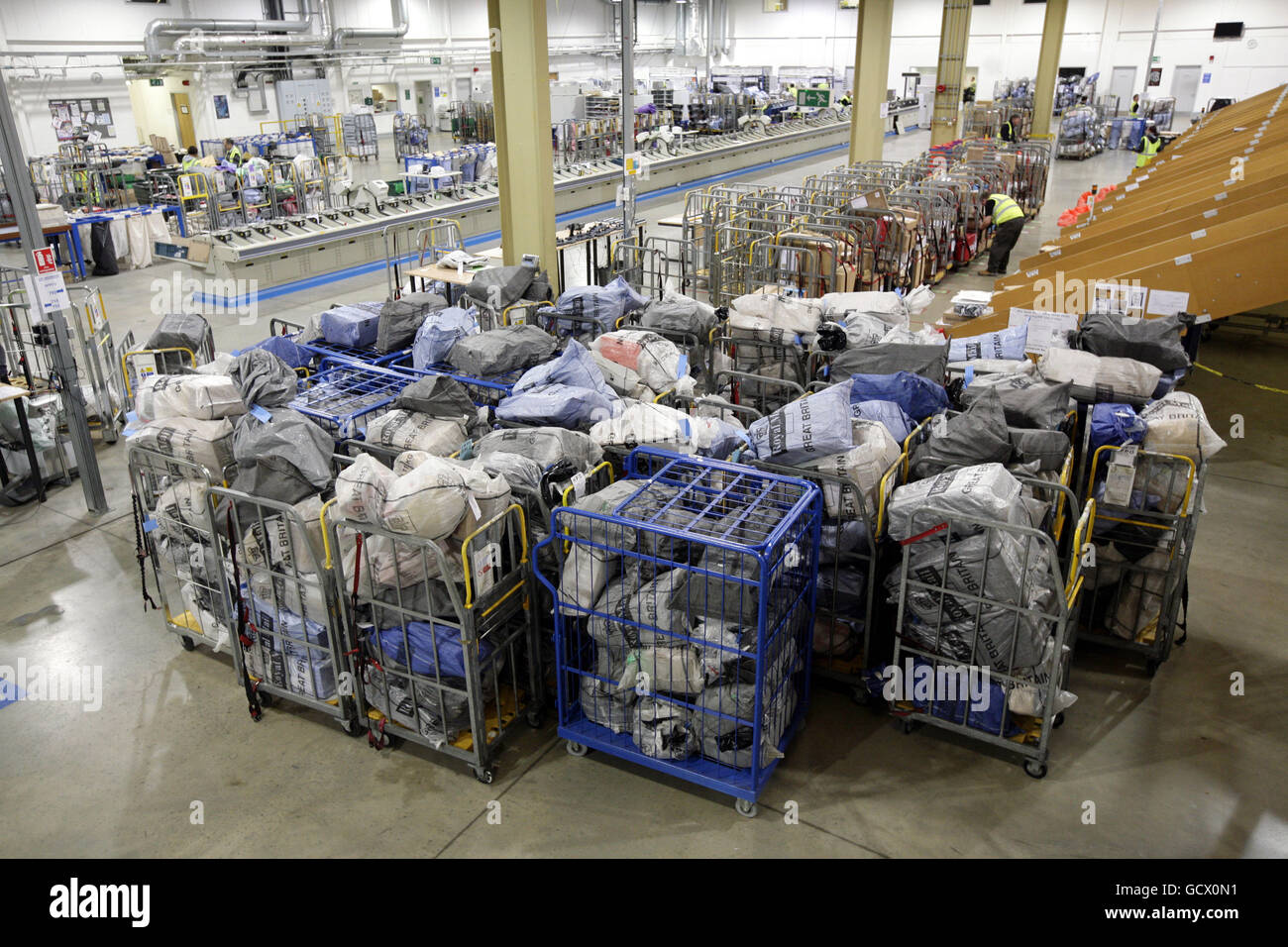 The post room at The British Forces Post office at RAF Northolt where ...