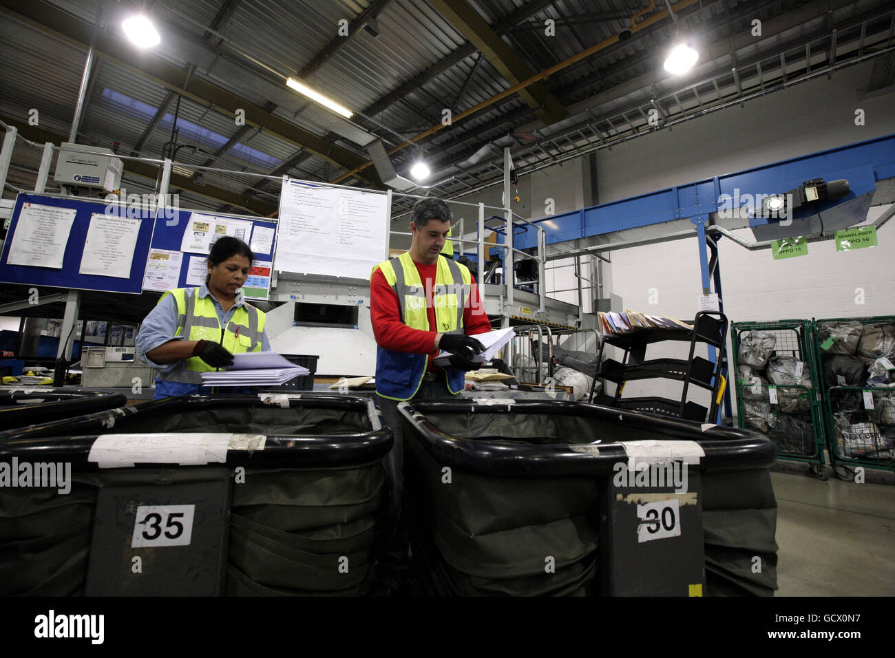The post room at The British Forces Post office at RAF Northolt where ...