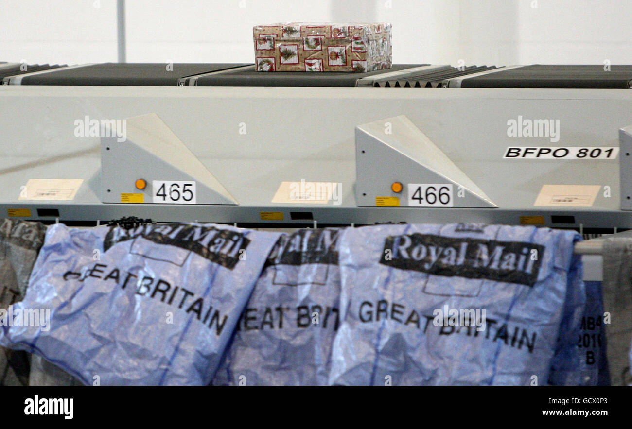 Packages in The British Forces Post office at RAF Northolt, where they ...