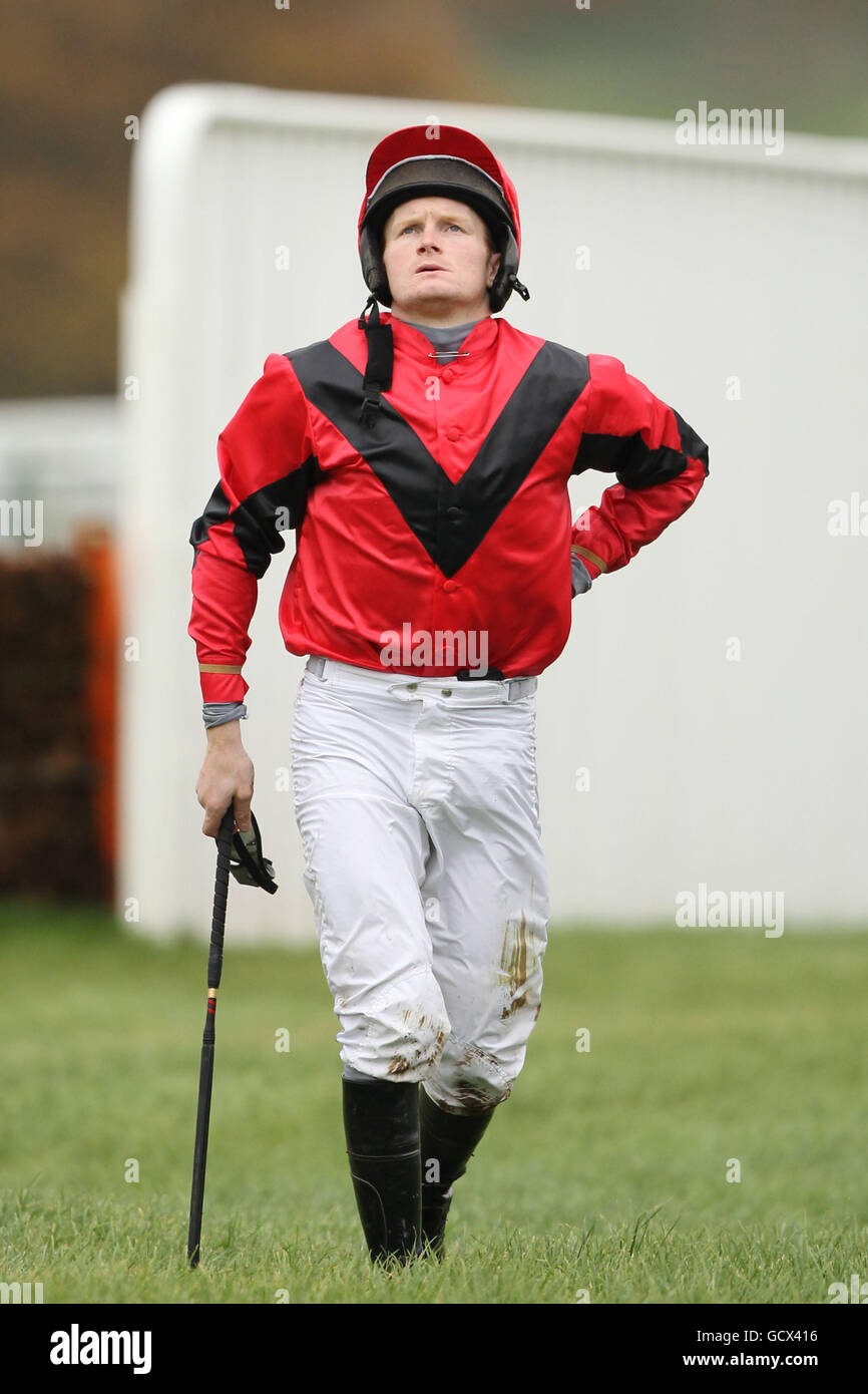 Jockey Charlie Poste walks home after falling from Arthurian during the ...