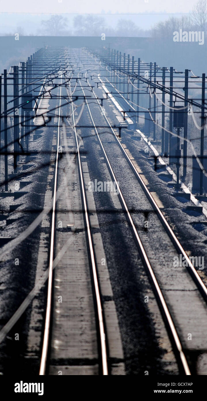 A general view of a quiet East Coast main line near York, which is ...