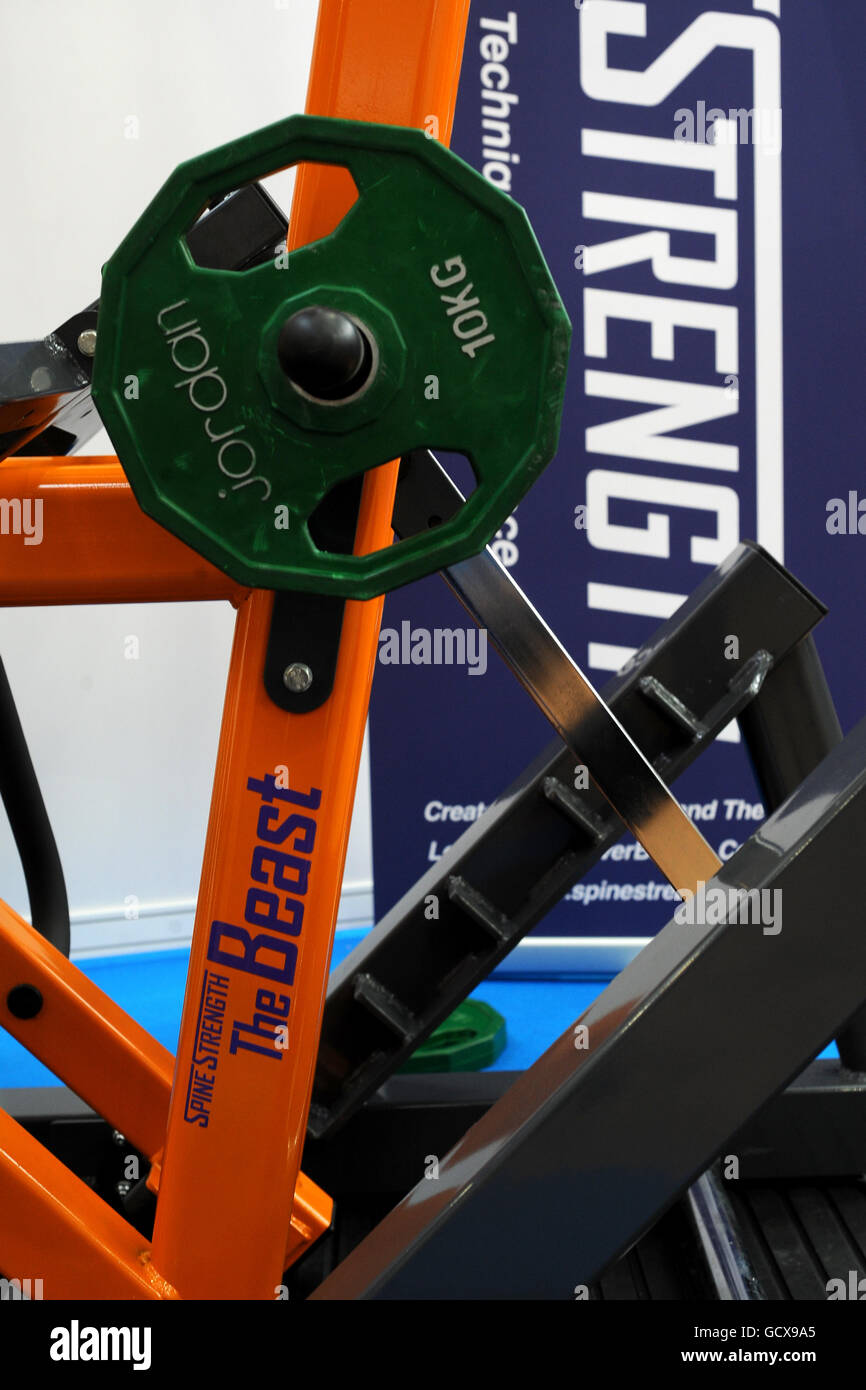 "The Beast" Spine Strength machine is displayed on Day two of the Rugby ...