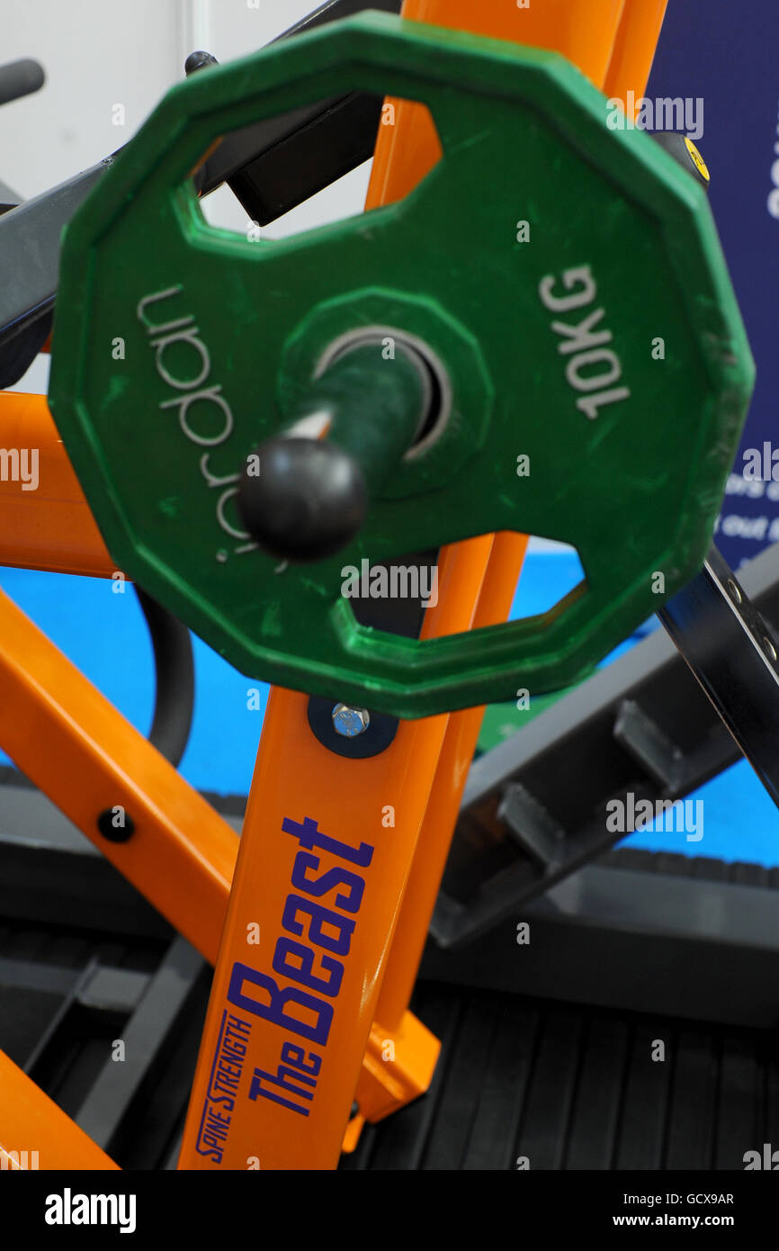 "The Beast" Spine Strength machine is displayed on Day two of the Rugby ...