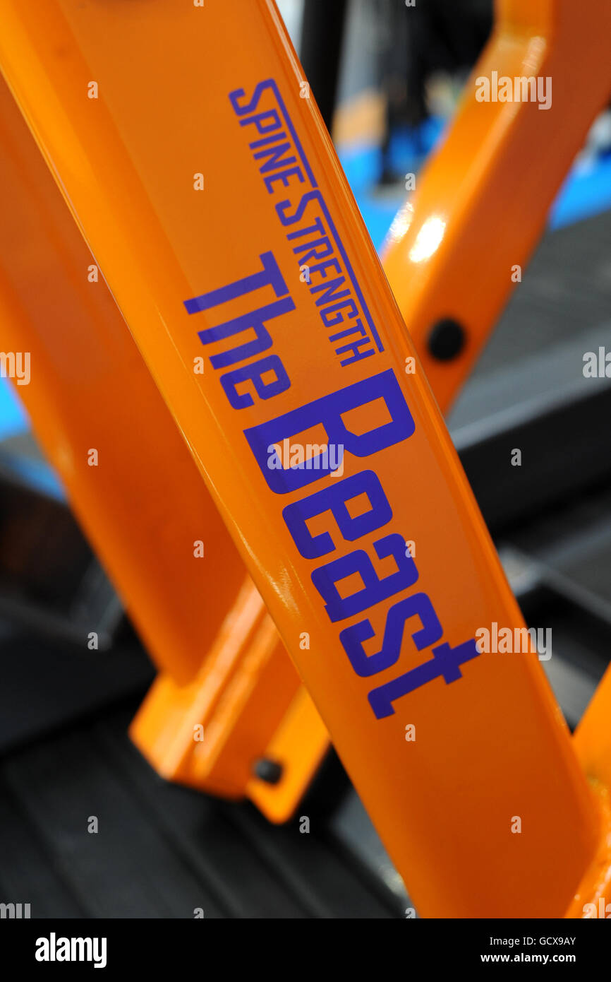 "The Beast" Spine Strength machine is displayed on Day two of the Rugby ...