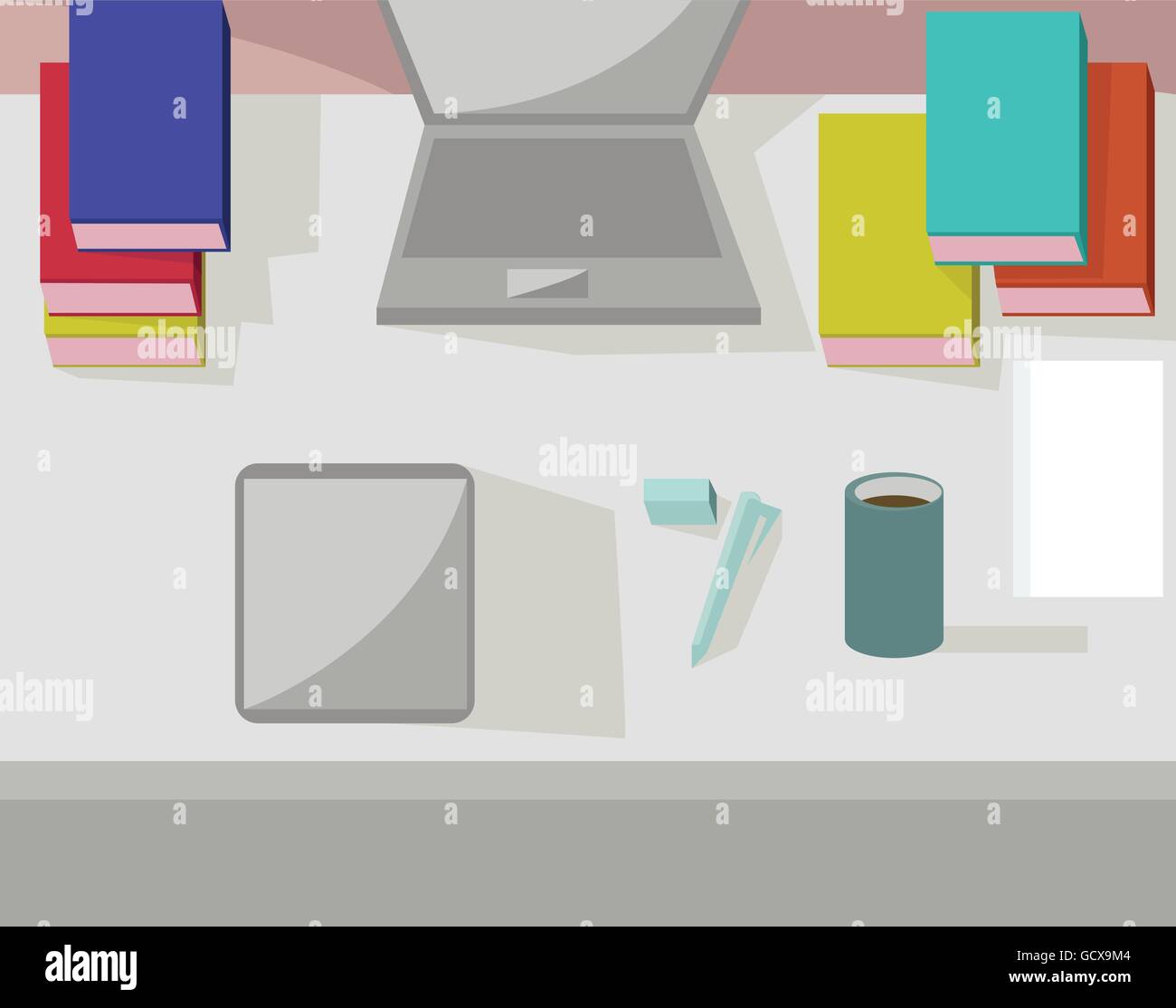 Abstract working place, modern office interior, flat design. Digital ...