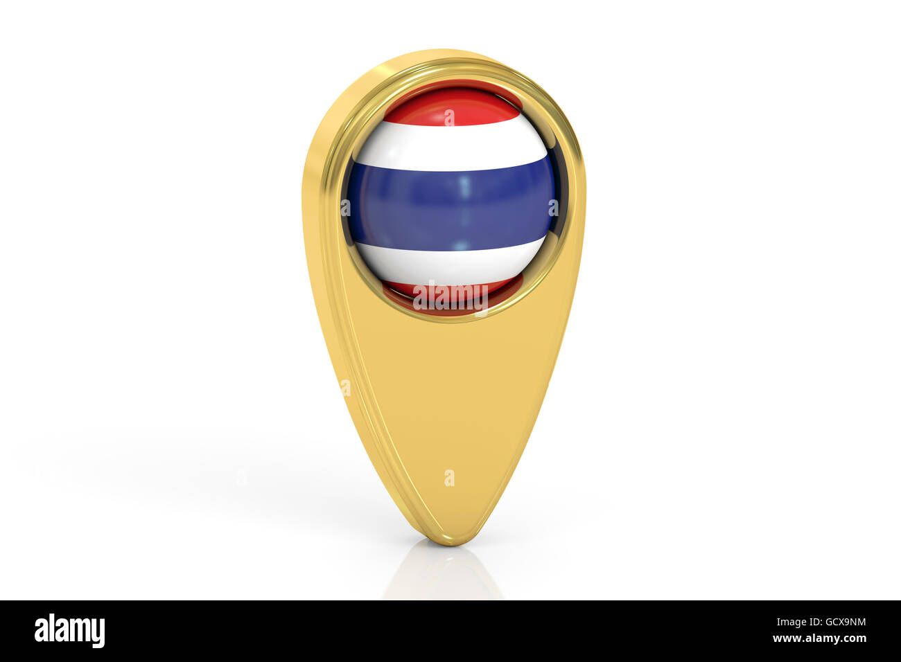map pointer with flag of Thailand, 3D rendering isolated on white ...