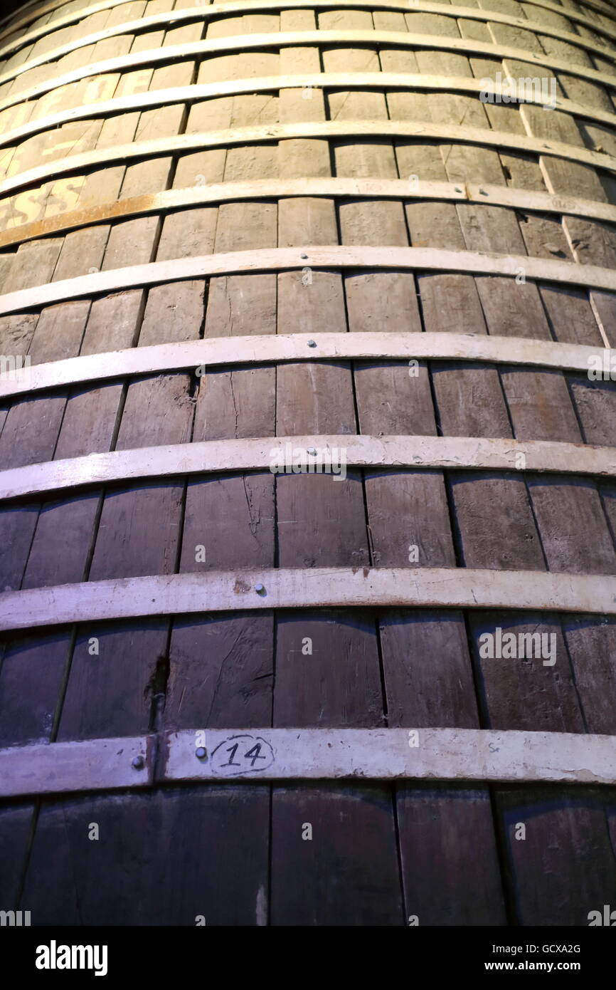 Several wooden barrels of beer Stock Photo - Alamy