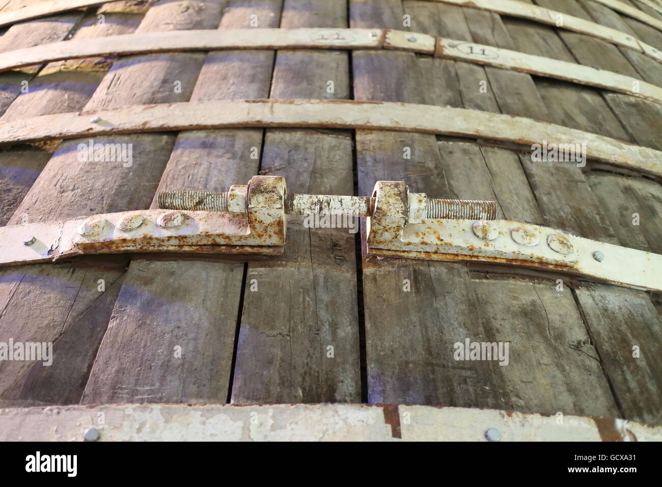 Several wooden barrels of beer Stock Photo - Alamy