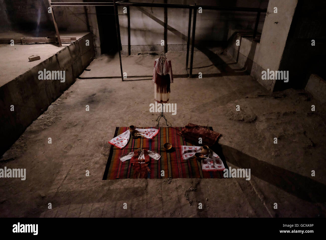 An art installation in the basement inside The Palace of the Parliament ...