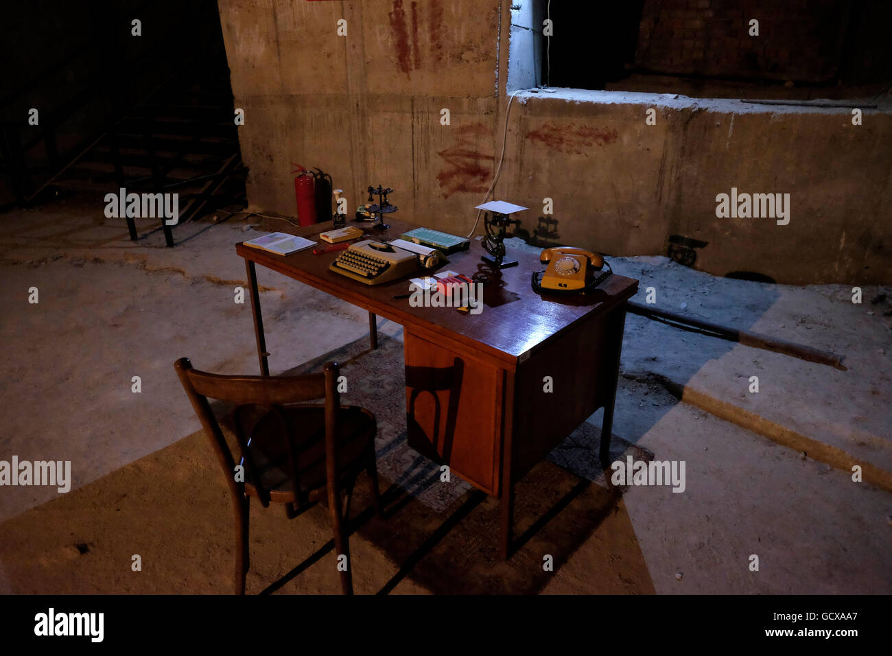 An art installation in the basement inside The Palace of the Parliament ...