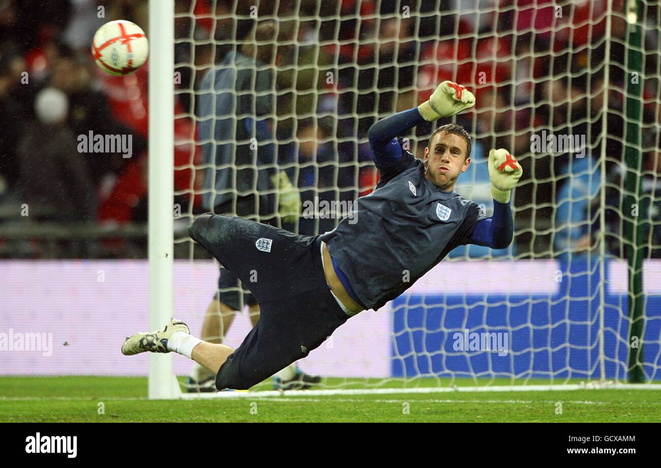 England goalkeeper scott loach during pre match training hi-res stock ...