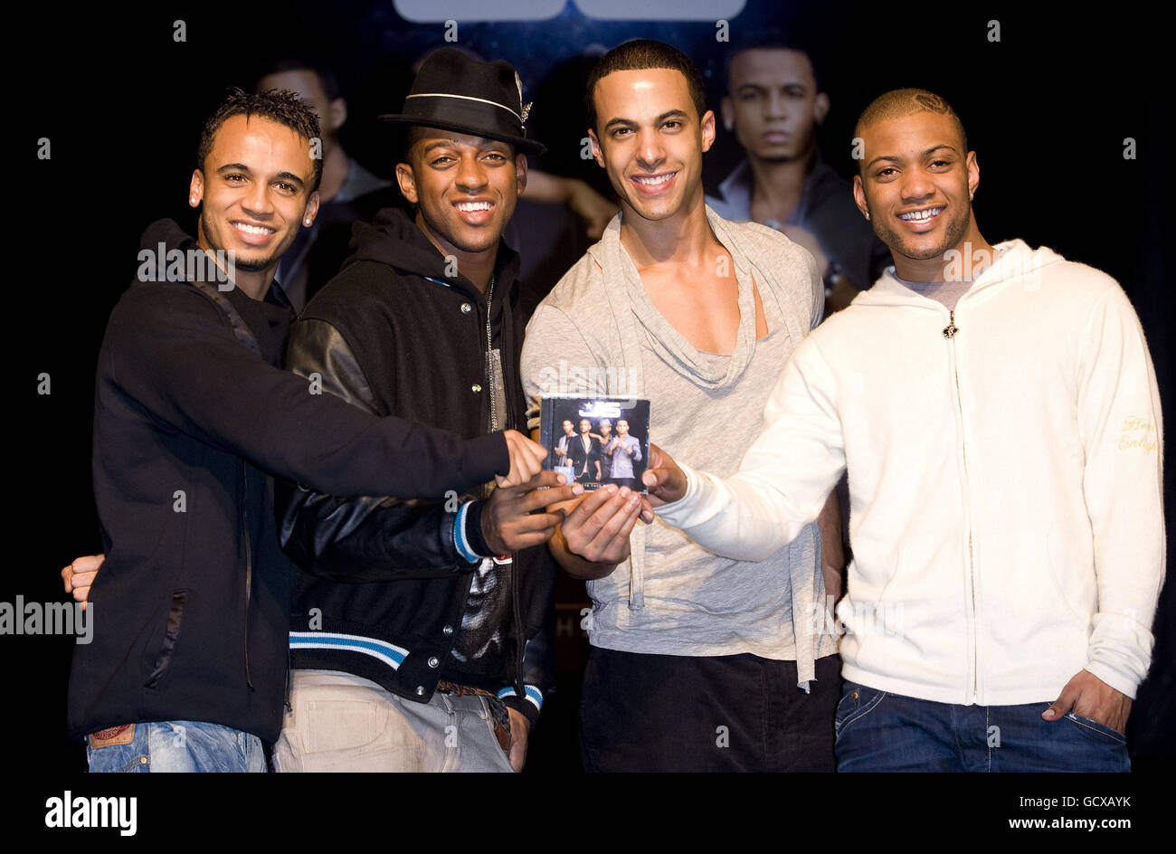 JLS band members (left to right) Aston Merrygold, Ortise Williams ...