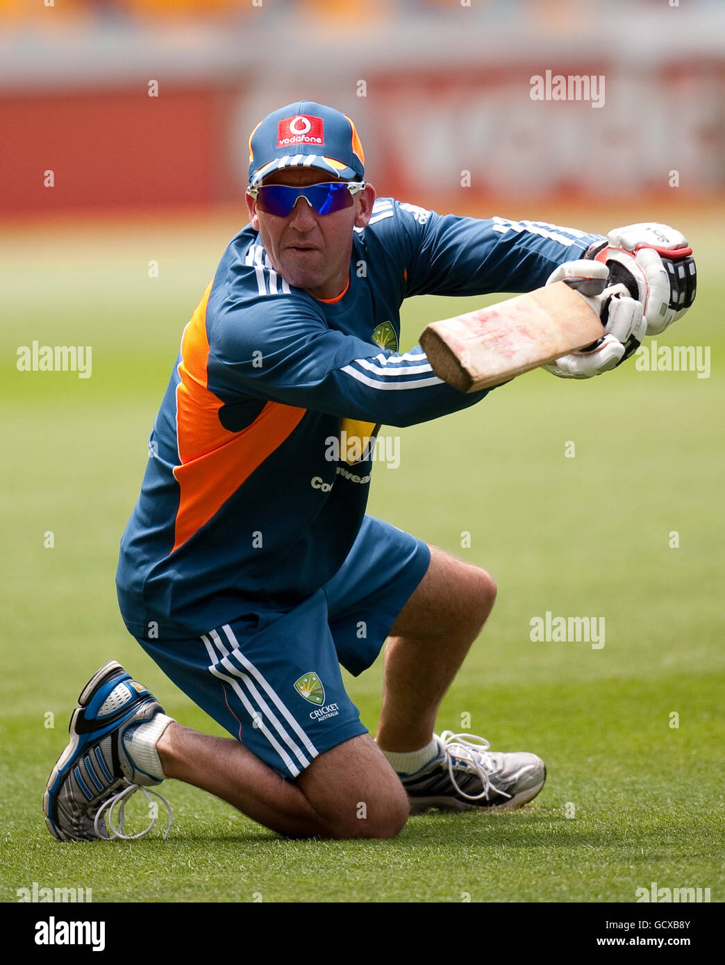 Australia coach Tim Nielsen during a nets session at The Gabba ...
