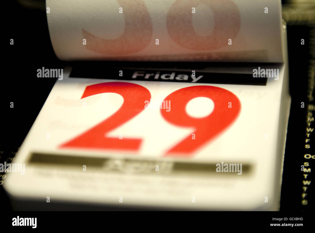 Desk calendar entry for Friday, April 29 2011 the date that Prince ...