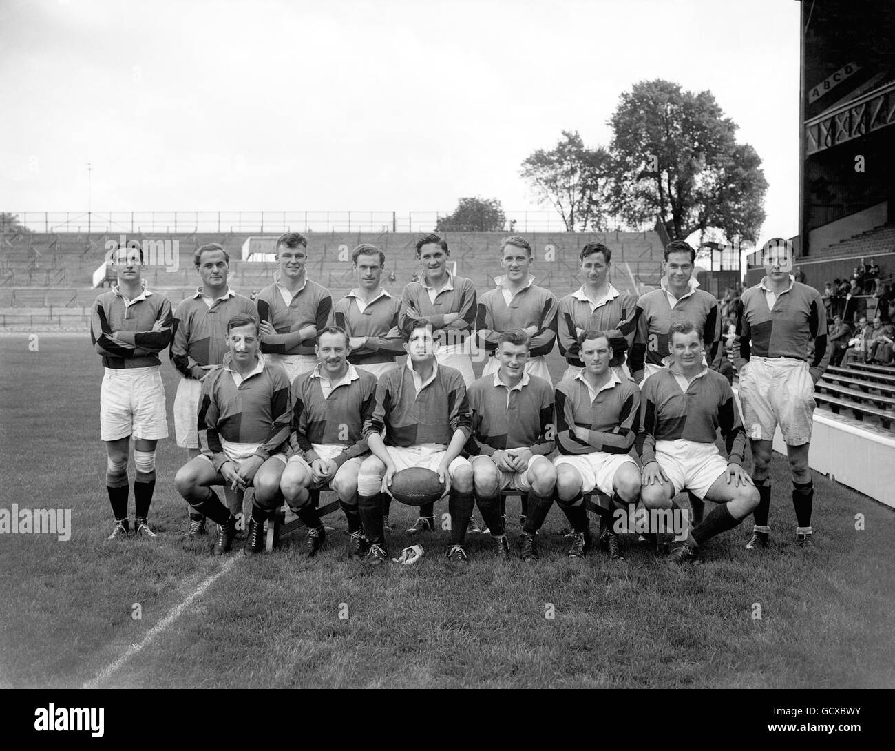 Harlequins team group. (back row, l-r) BK Caughey, GJ Weston, NK ...