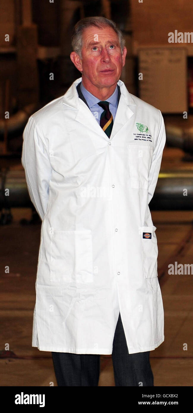 The Prince of Wales during his visit to the Haworth Wool Scouring plant ...