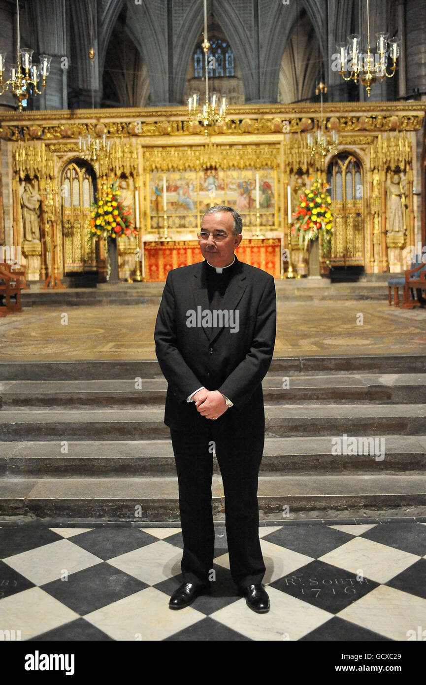The Dean of Westminster Abbey Canon John Hall speaks to the media ...