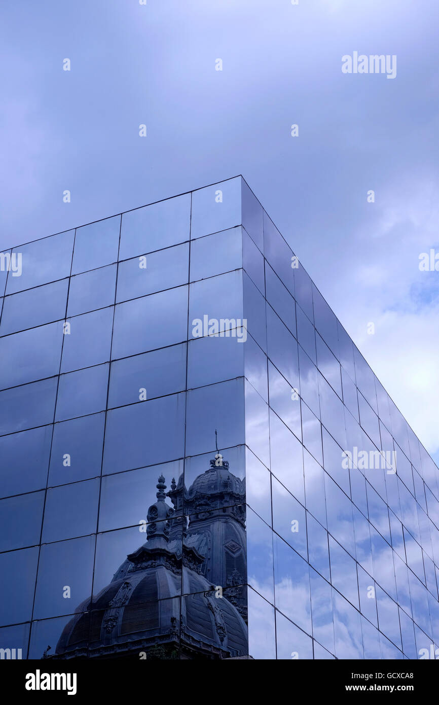 Reflection of the dome of CEC Palace built in 1900 the headquarter of ...