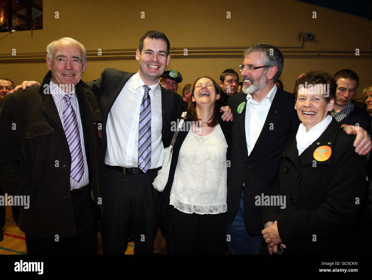 Sinn Fein candidate Pearce Doherty (second left) with his wife Roisin ...