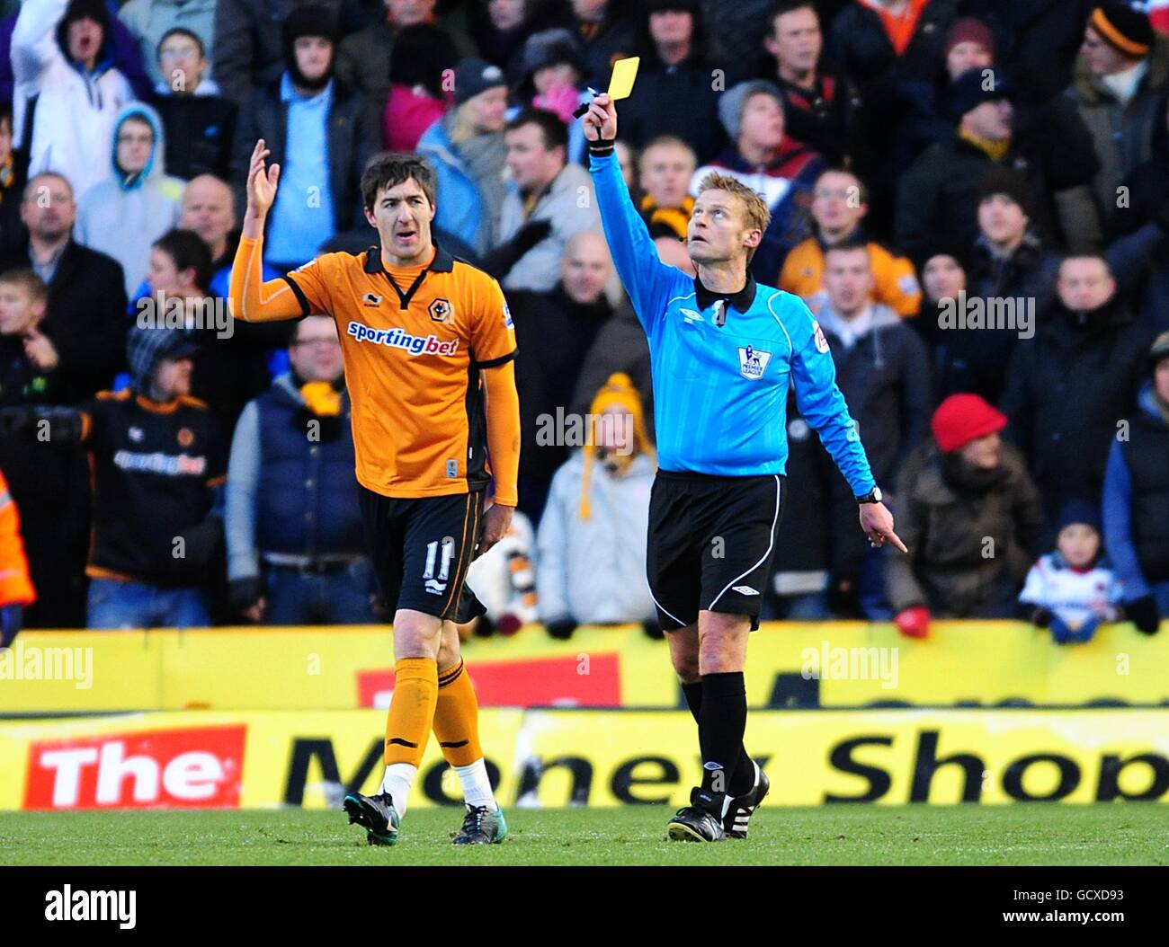 Referee Michael Jones books Wolverhampton Wanderers' Stephen Ward Stock ...