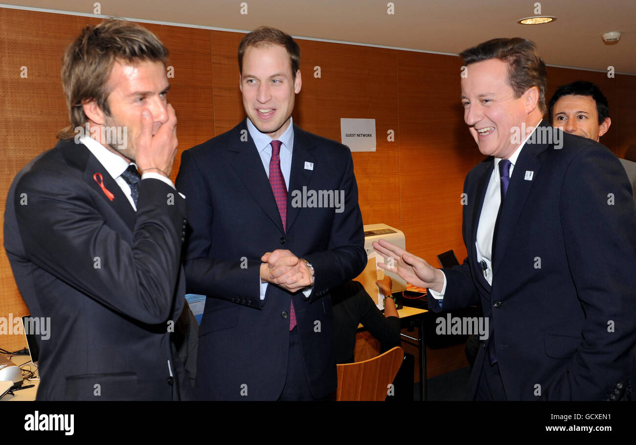 Prince William, David Beckham and Britain's Prime Minister David ...