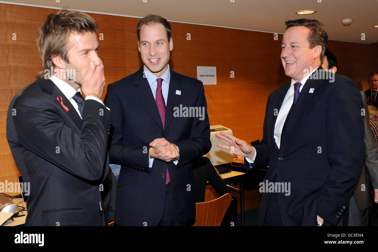 Prince William, David Beckham and Britain's Prime Minister David ...