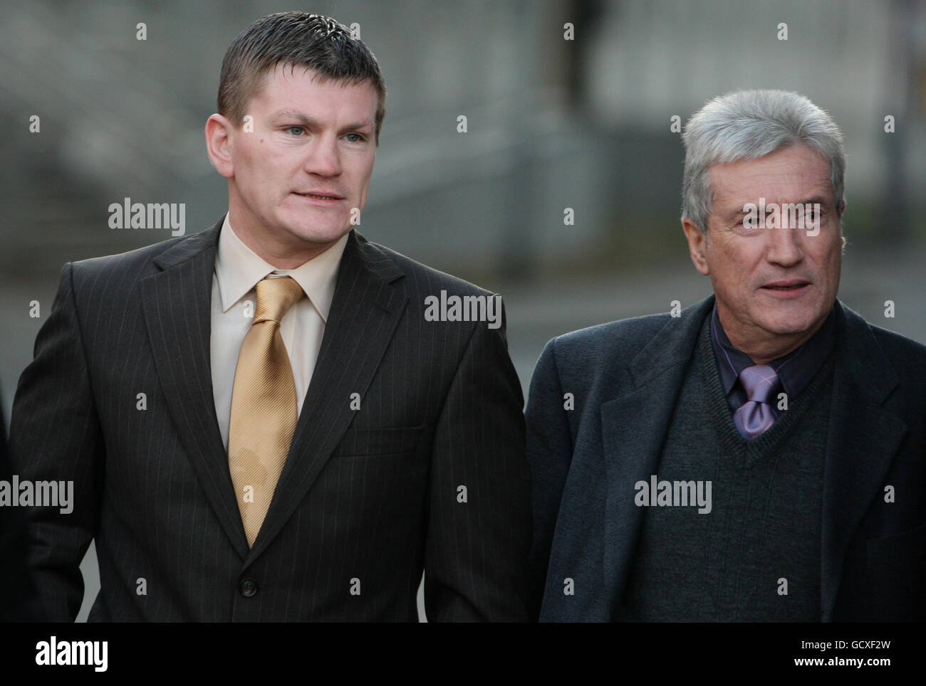 Ex-world boxing champion Ricky Hatton (left) and his father Ray, arrive ...