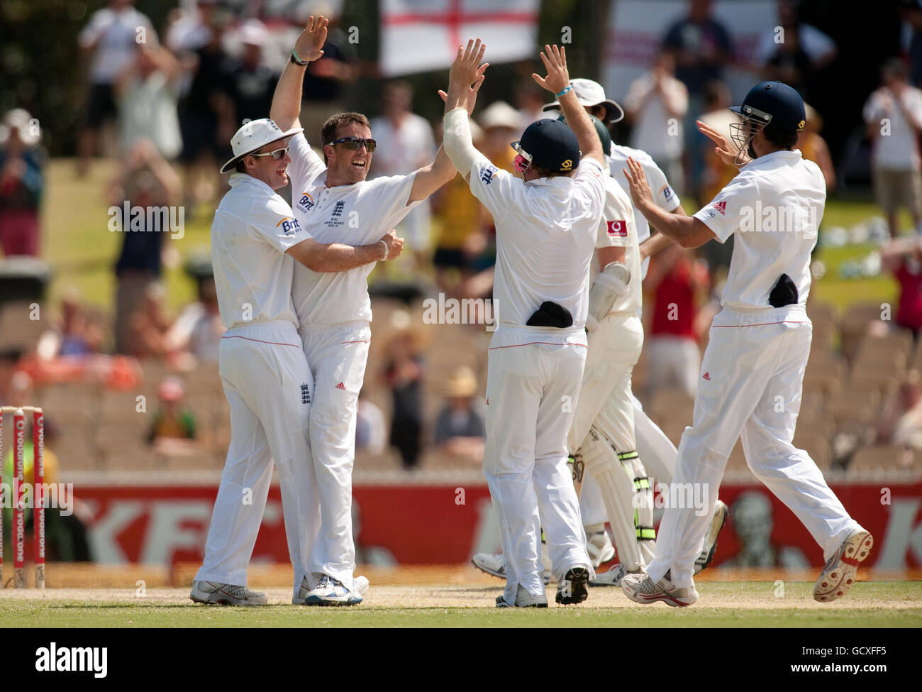 England's Graeme Swann celebrates dismissing Australia's Xavier Doherty ...