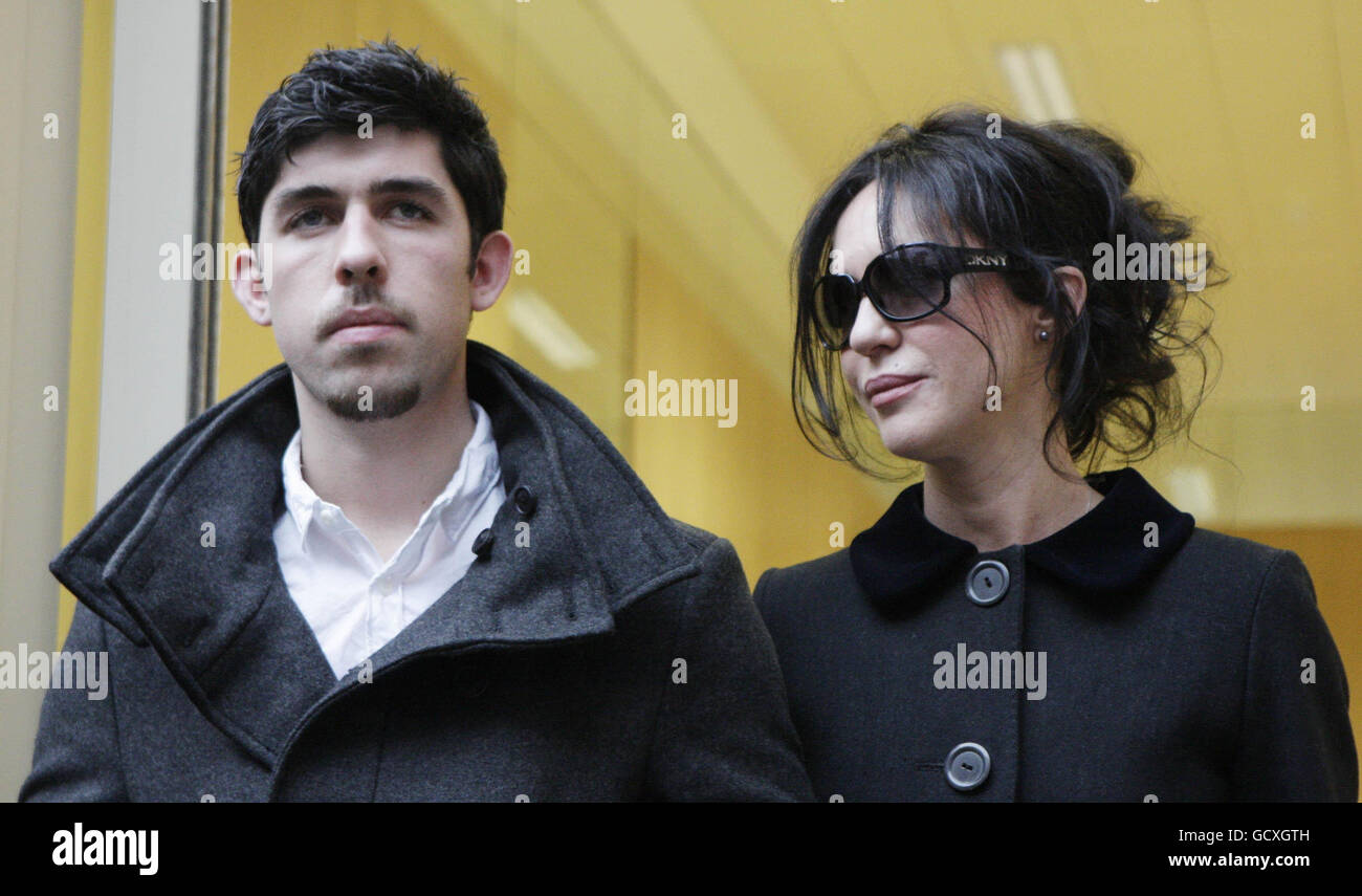Gerry Ryan's wife Morah and son Rex leaving the inquest into his death ...