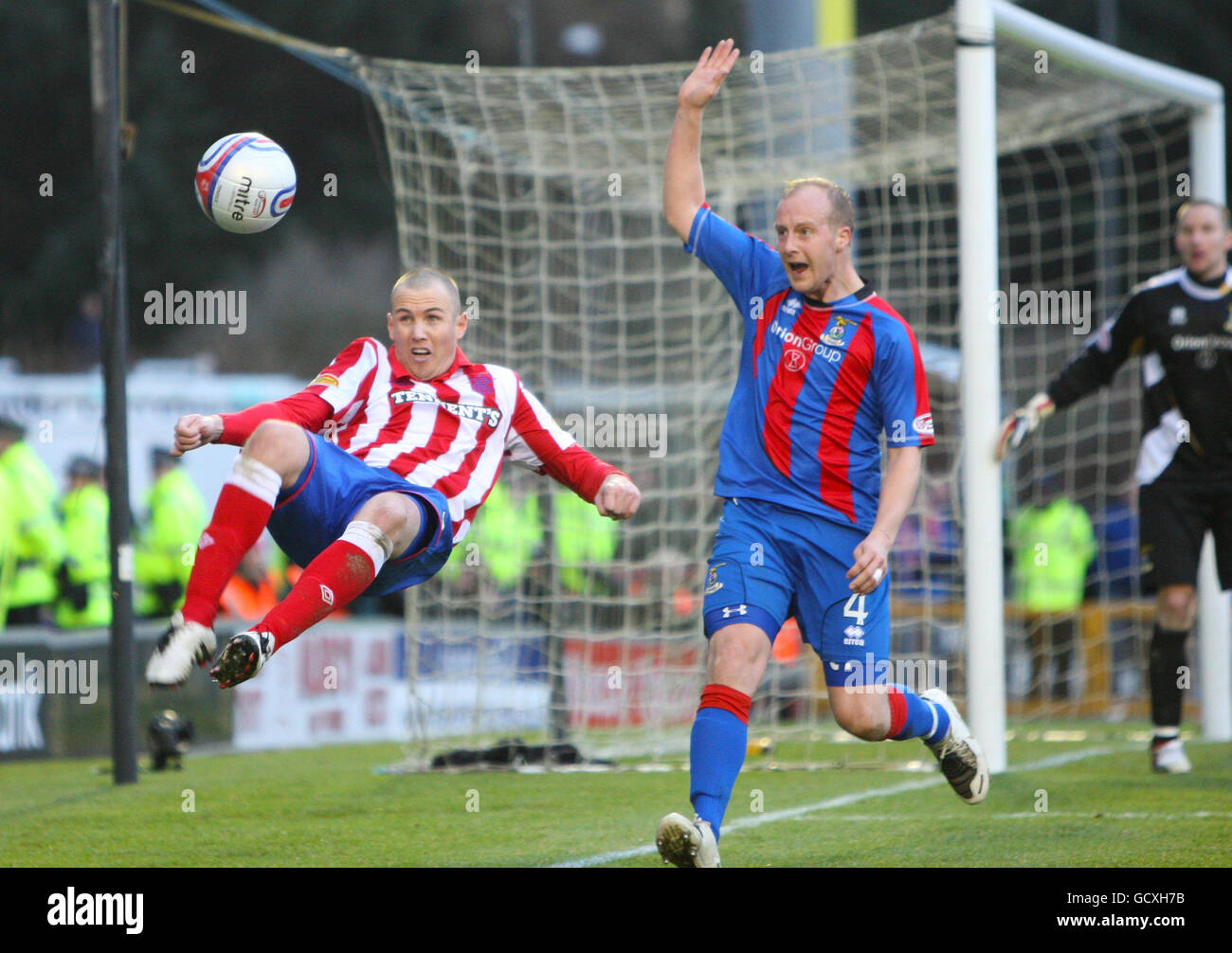 Rangers Kenny Miller and Inverness's Stuart Duff battle for the ball ...