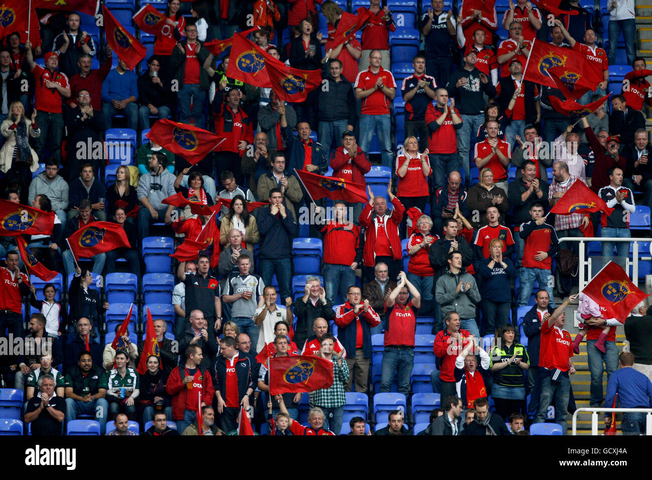 London irish fans cheer on their side in the stands hi-res stock ...