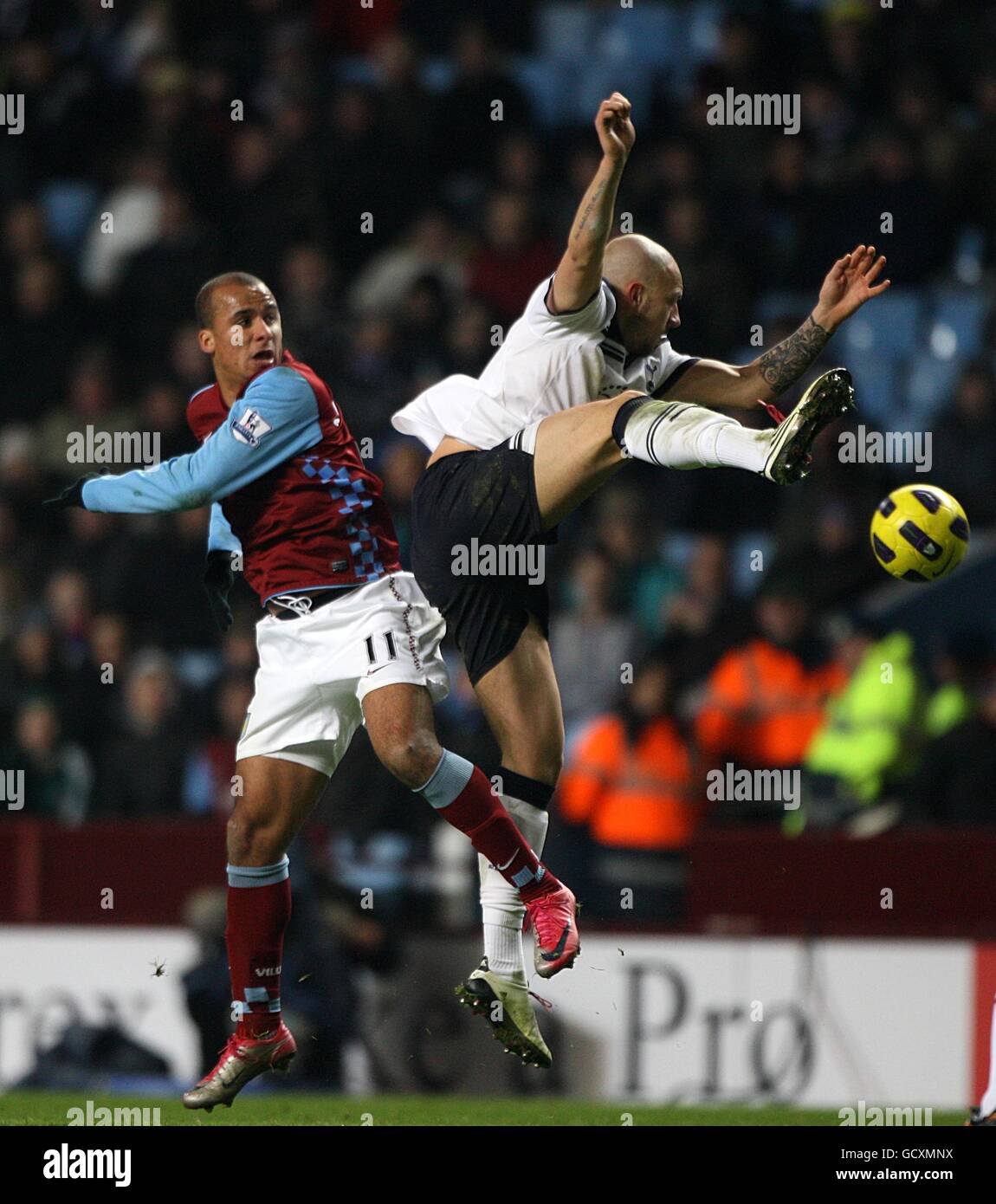 Aston Villa's Gabriel Agbonlahor (left) and Tottenham Hotspur's Alan ...
