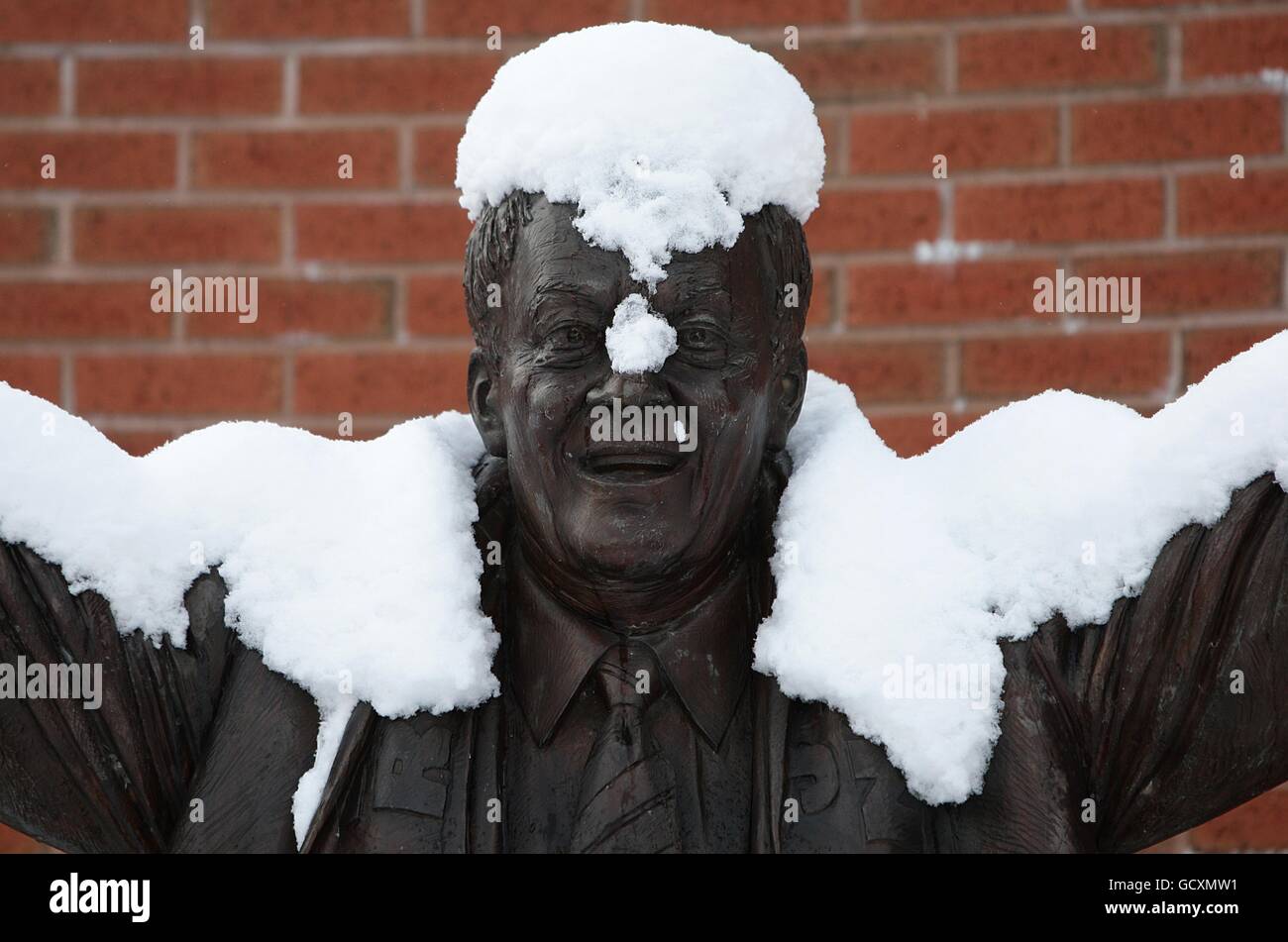 Snow settles on top of the statue of former owner Jack Walker Stock ...