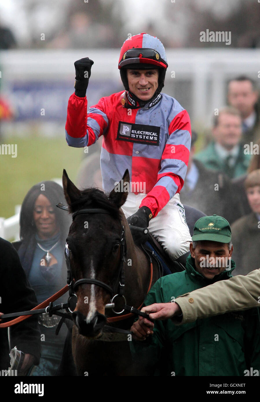 Paddy Brennan celebrates his victory on Tartak in The victorchandler ...