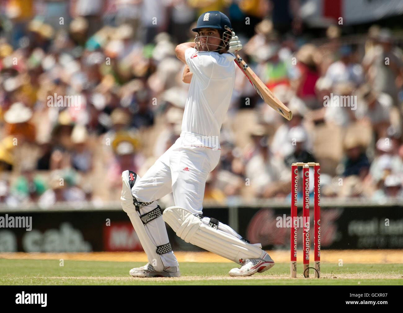 England's Alastair Cook bats during the second Ashes Test at the ...