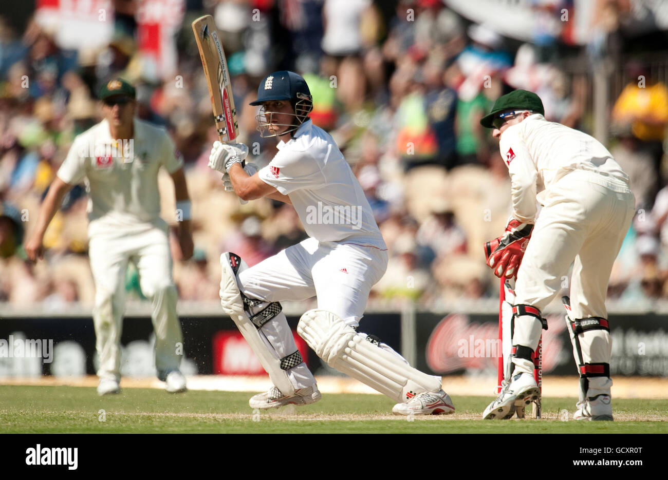 England's Alastair Cook bats during the second Ashes Test at the ...