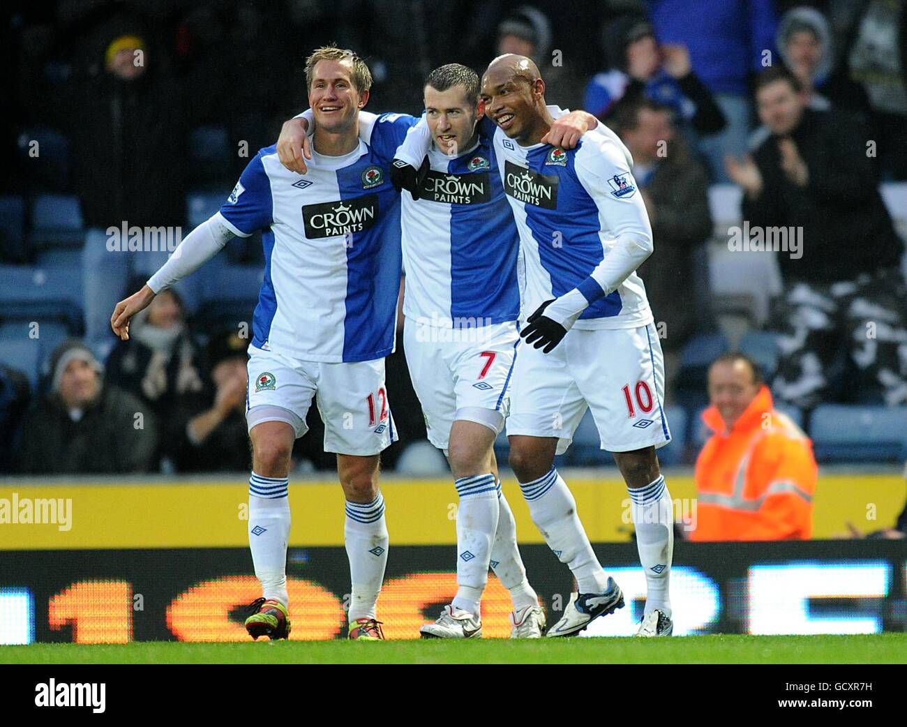 Blackburn Rovers' Brett Emerton (centre) celebrates scoring his side's ...