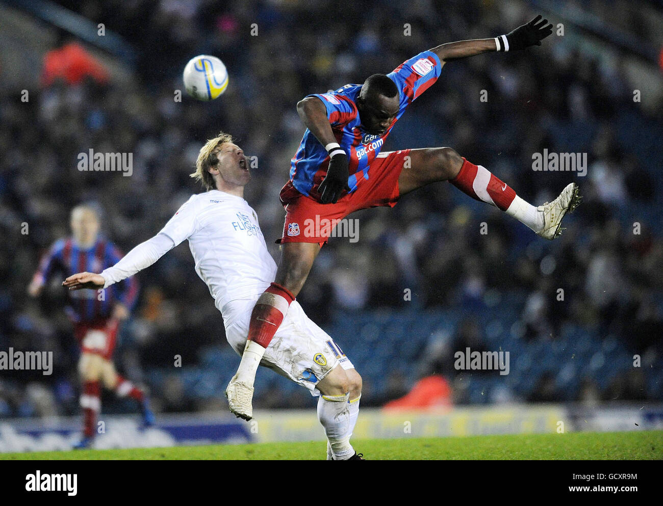 Leeds United's Luciano Becchio (left) and Crystal Palace's Claude Davis ...