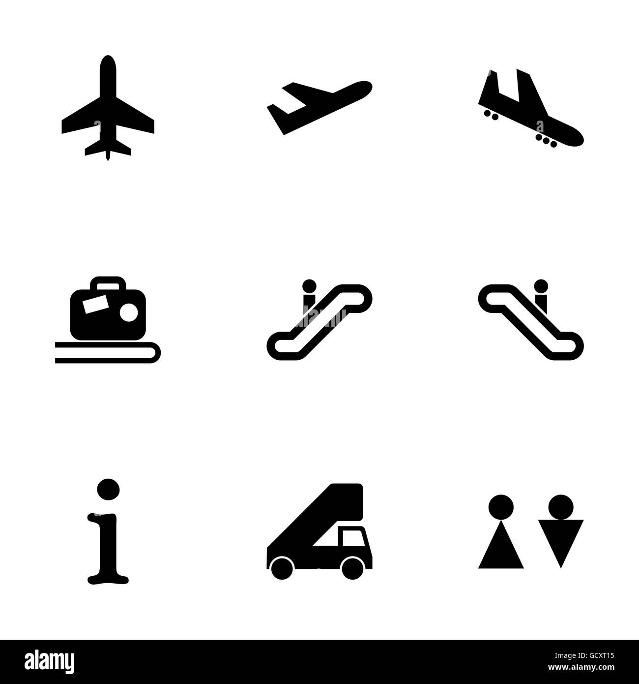 Vector black airport icon set Stock Vector Image & Art - Alamy