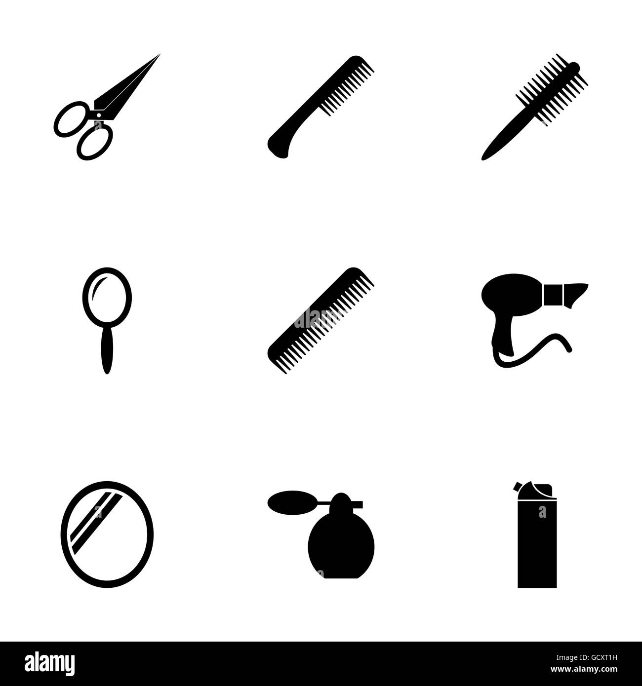 Vector black barber icon set Stock Vector Image & Art - Alamy