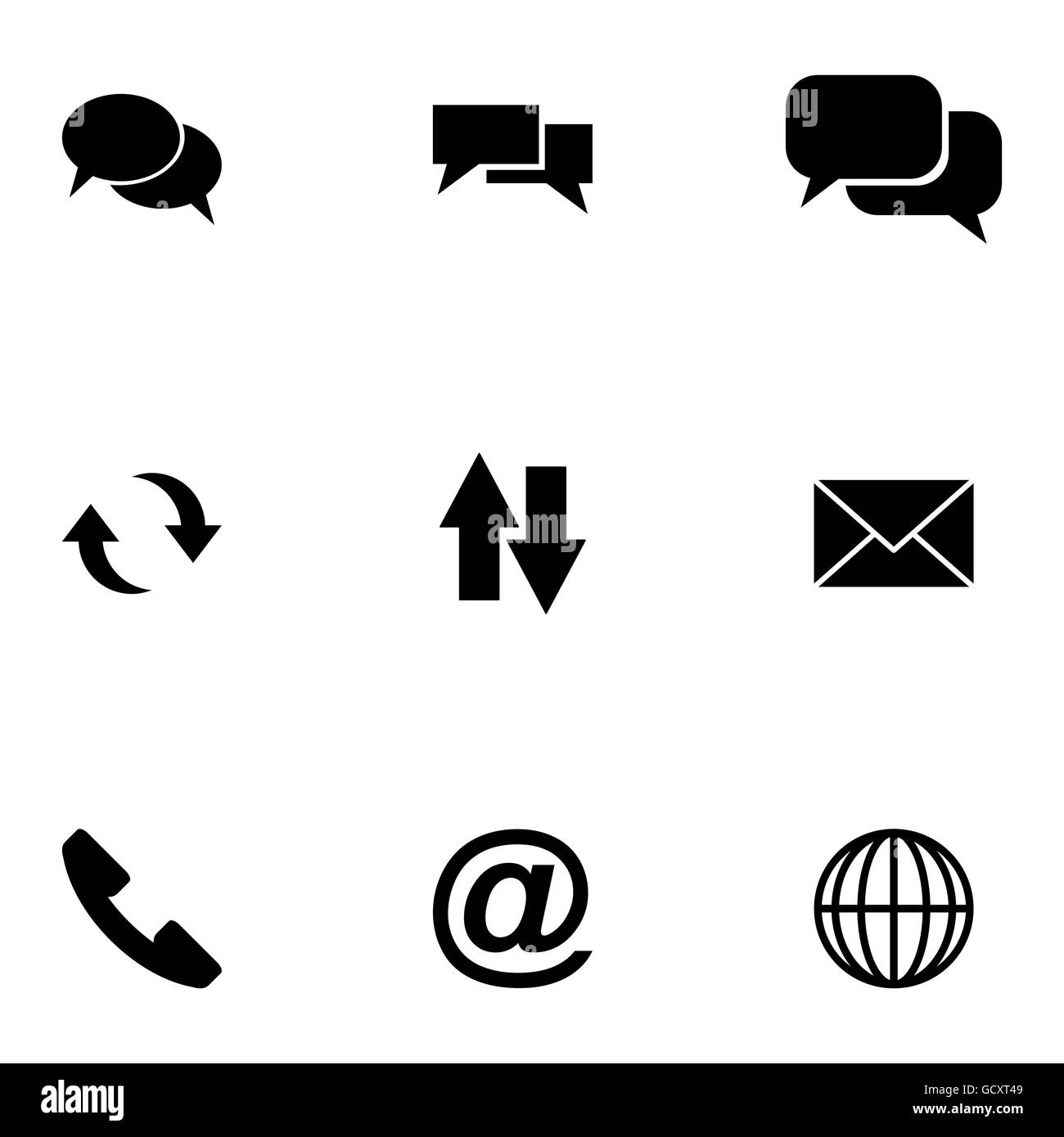 Vector black communication icon set Stock Vector Image & Art - Alamy