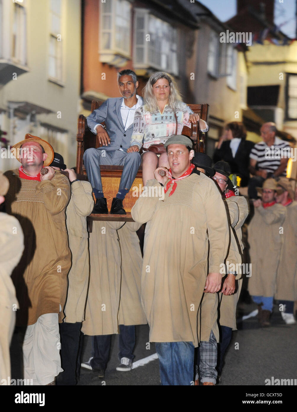 Winning couple Mr Mohammed Mizan Sabur and Ms Emma Marcus are carried ...