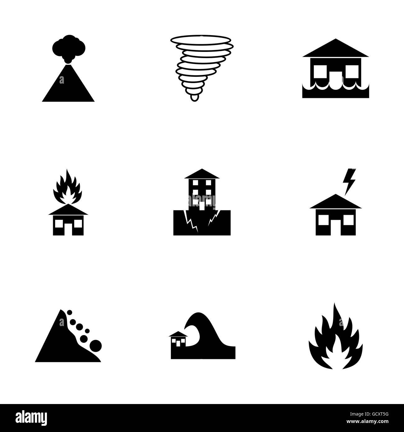 Vector black disaster icon set Stock Vector Image & Art - Alamy